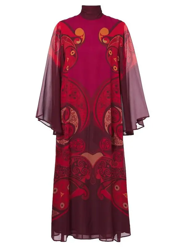 La DoubleJ Alchemy Printed Silk Georgette Midi Dress - Red