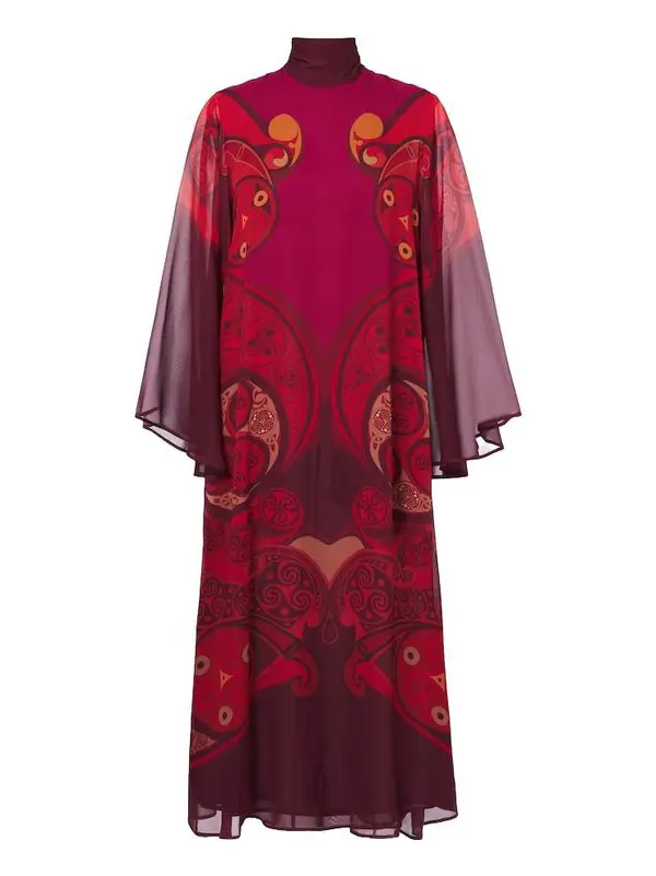 La DoubleJ Alchemy Printed Silk Georgette Midi Dress - Red