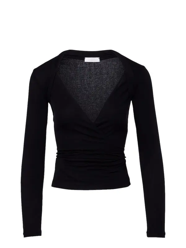 ERES Charlotte Ribbed-knit Wrap Top - Black