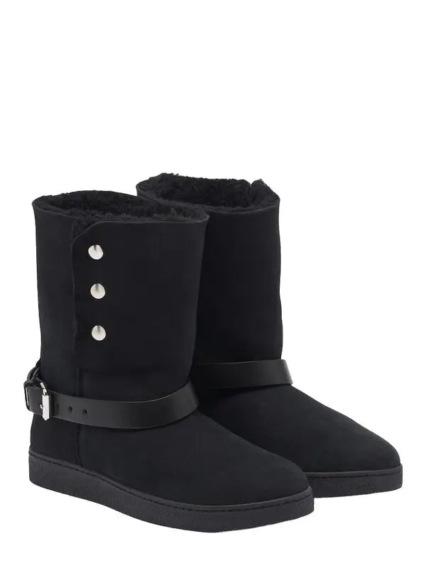 Isabel Marant Étoile Nolyz Shearling-lined Suede Ankle Boots - Black