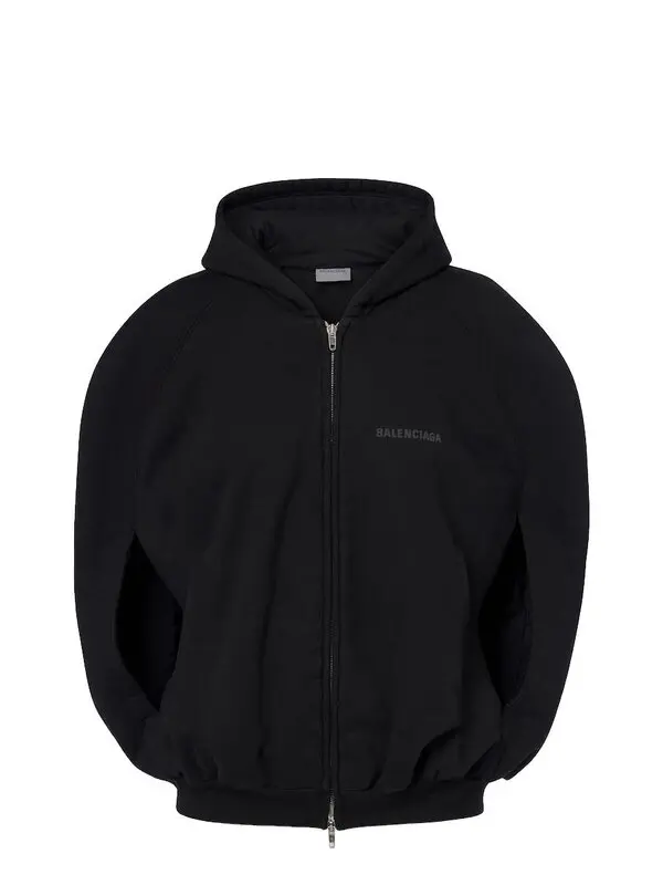 Balenciaga Cotton Zip-up Hoodie - Black