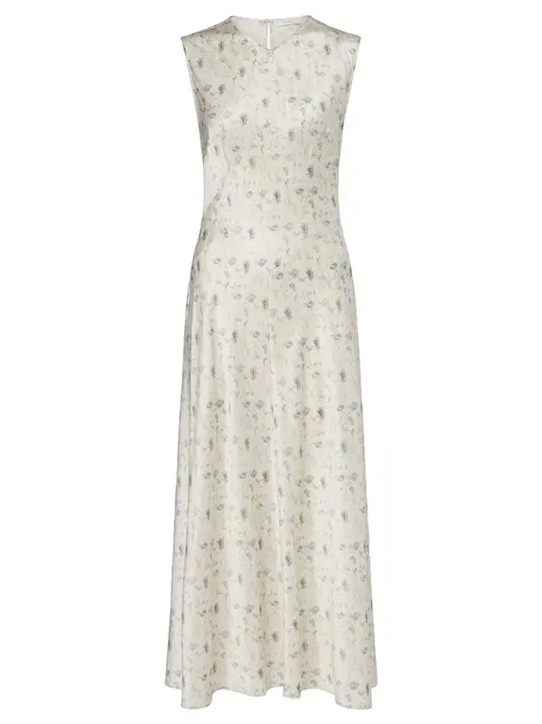 DÔEN Adelana Floral Silk Satin Midi Dress - Multicoloured