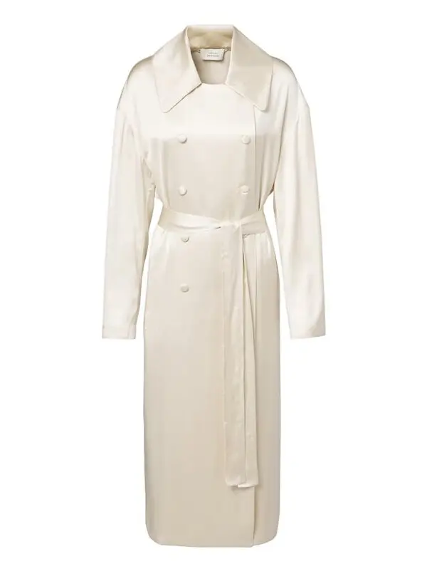 Loulou De Saison Erika Double-breasted Satin Coat - White