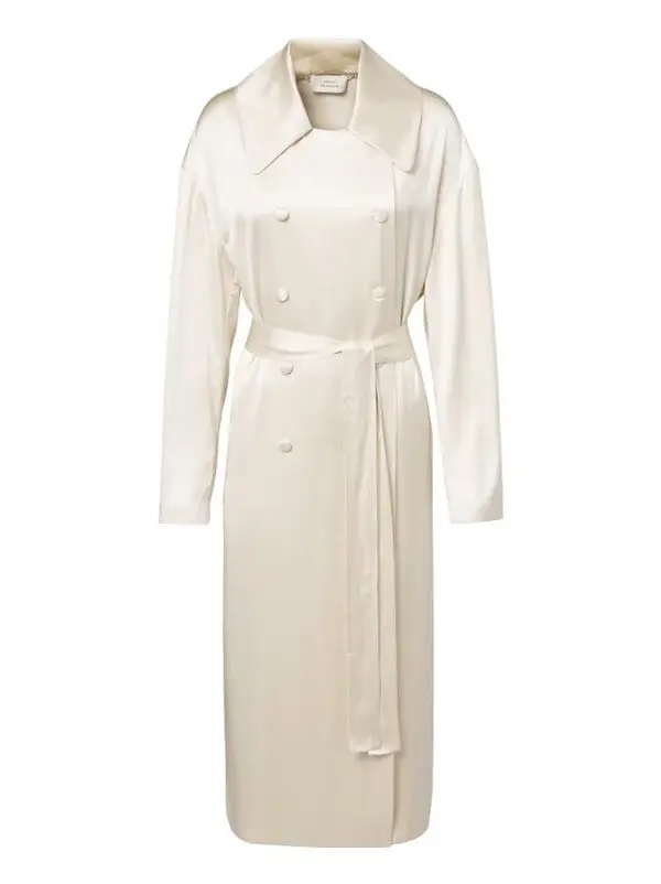 Loulou De Saison Erika Double-breasted Satin Coat - White