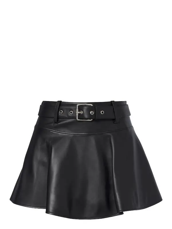 Loewe Belted Leather Miniskirt - Black