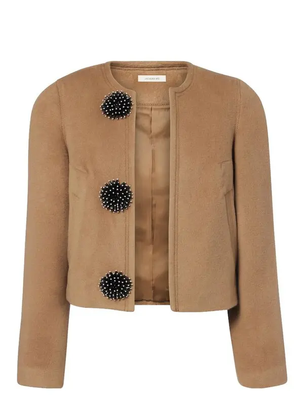 JACQUES WEI Embellished Wool Jacket - Brown