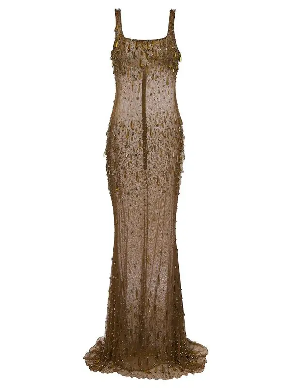 Retrofete Zanie Crystal-embellished Gown - Beige