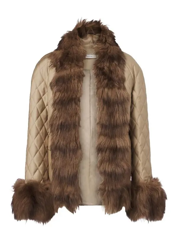 JACQUES WEI Quilted Shearling-trimmed Coat - Beige