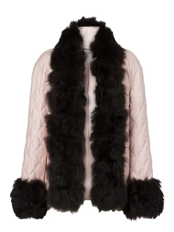 JACQUES WEI Quilted Shearling-trimmed Coat - Pink
