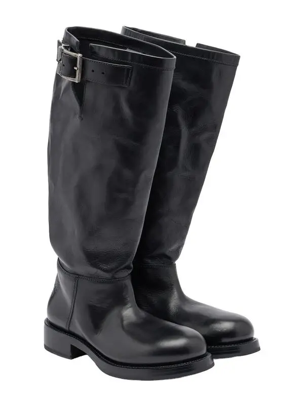 Balenciaga Leather Biker Boots - Black