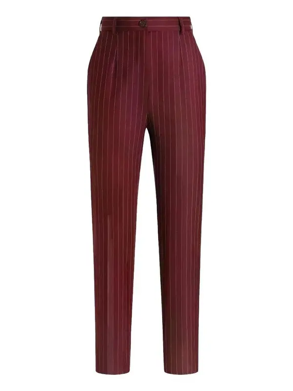 Dolce & Gabbana Pinstripe Wool Trousers - Red