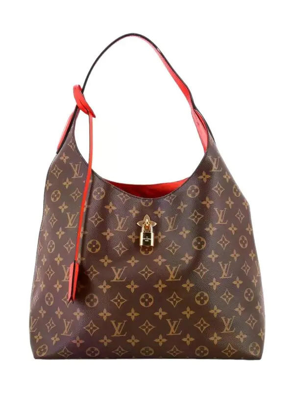 LOUIS VUITTON Flower Monogram Canvas With Leather Hobo Bag - Brown
