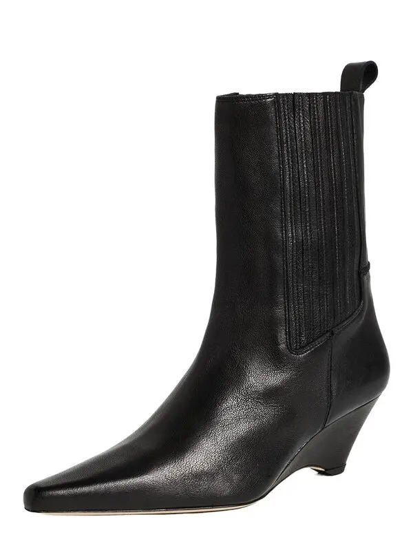 Cinq À Sept Parker Curved Wedge Leather Chelsea Boots - Black