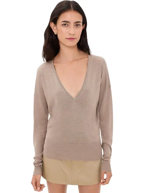 Renggli Silk Cashmere V Neck Sweater - Mink