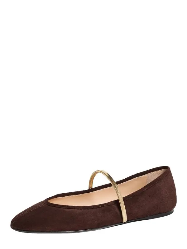 Mach & Mach Collier Chain Suede Ballerina Flats - Brown