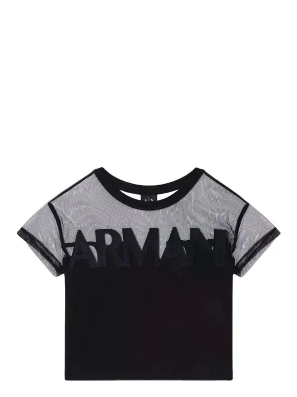 Armani Exchange Tulle-panelled Logo-patch T-shirt - Black