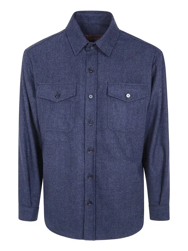 CRUNA Overshirt With Buttoned Chest Patch Pockets "osaka - Blue