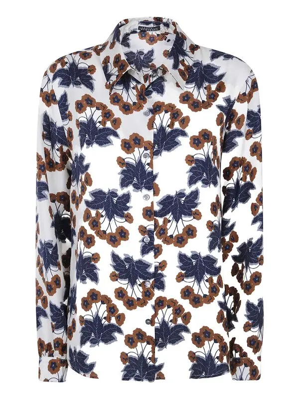 LAURA URBINATI Shirt Flower Print Classic Shirt - Gray