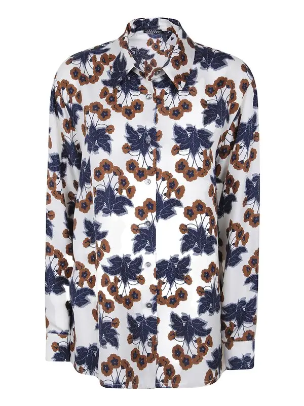 LAURA URBINATI Shirt Flower Print "flower Print Oversized Shirt - Gray