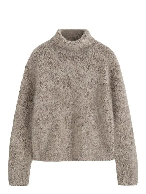 Cos Chunky Brushed-cashmere Mock-neck Sweater - Gray