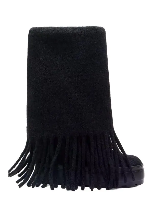 Casadei Dakota Fringed Wool Boots - Black