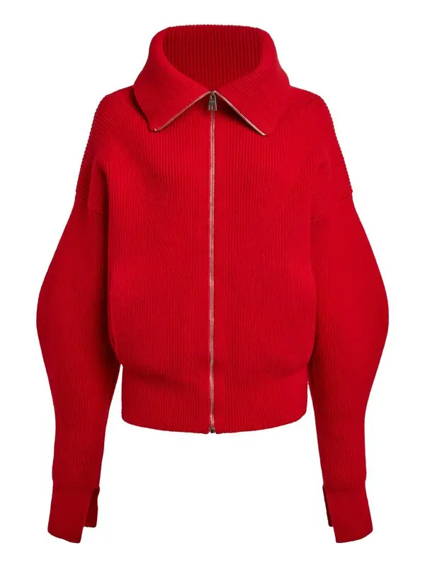 Givenchy High Neck Knit Cardigan - Red