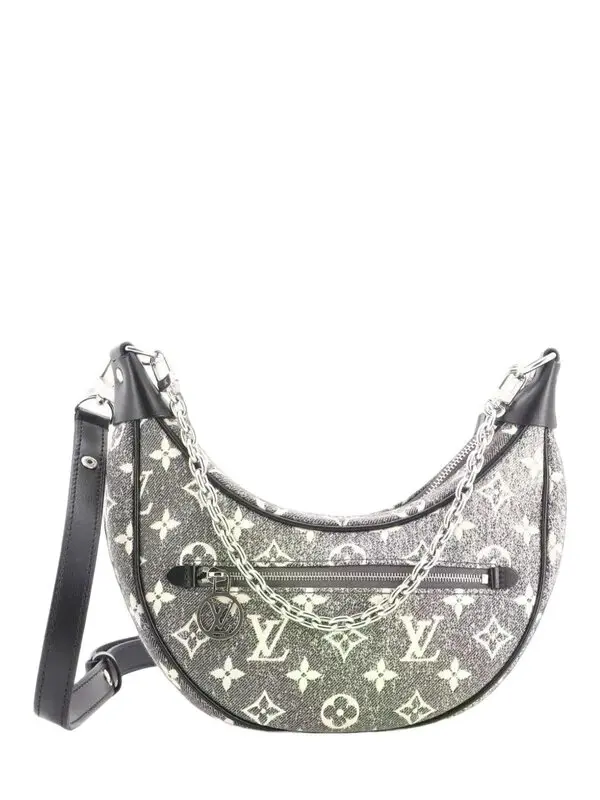 LOUIS VUITTON Loop Handbag Monogram Jacquard Denim Hobo Bag - Grey