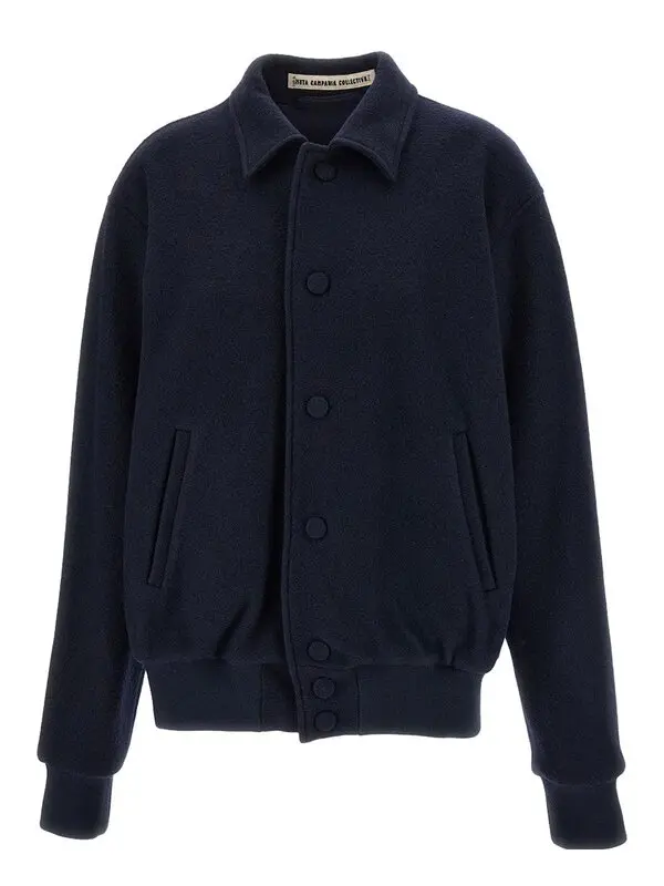 META CAMPANIA COLLECTIVE Bomber Varsity Elio In Lana Cotta - Blu
