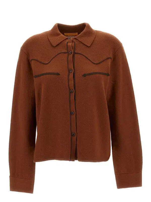 Guest In Residence Camicia Corta In Cashmere Stile Western - Multicolor