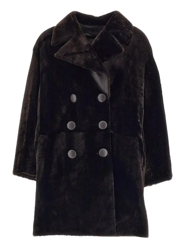 DESA 1972 Caban Doppiopetto In Shearling - Marrone