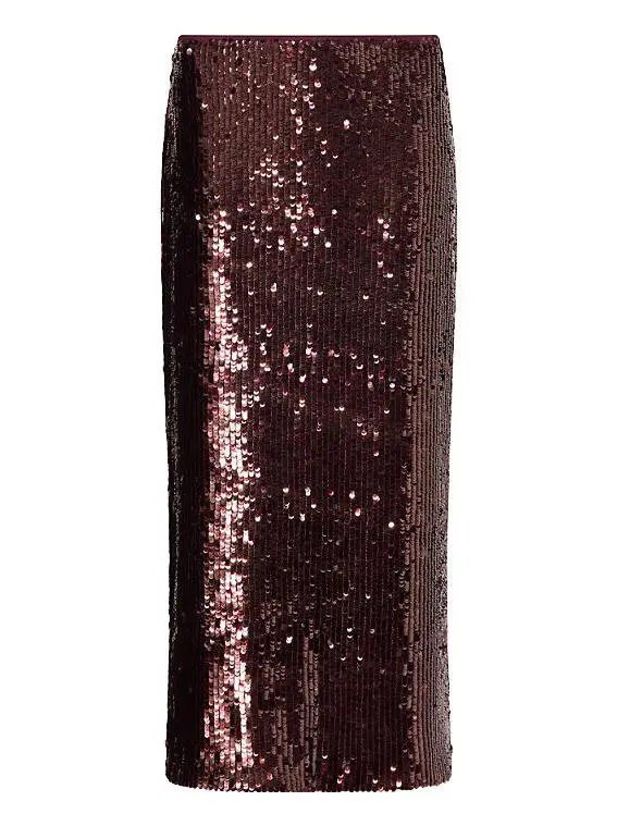 Simkhai Nikki Sequin-embellished Midi Skirt - Fig