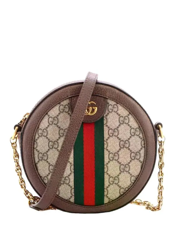 Gucci Ophidia Round Shoulder Bag Gg Coated Canvas Mini Crossbody Bag - Brown