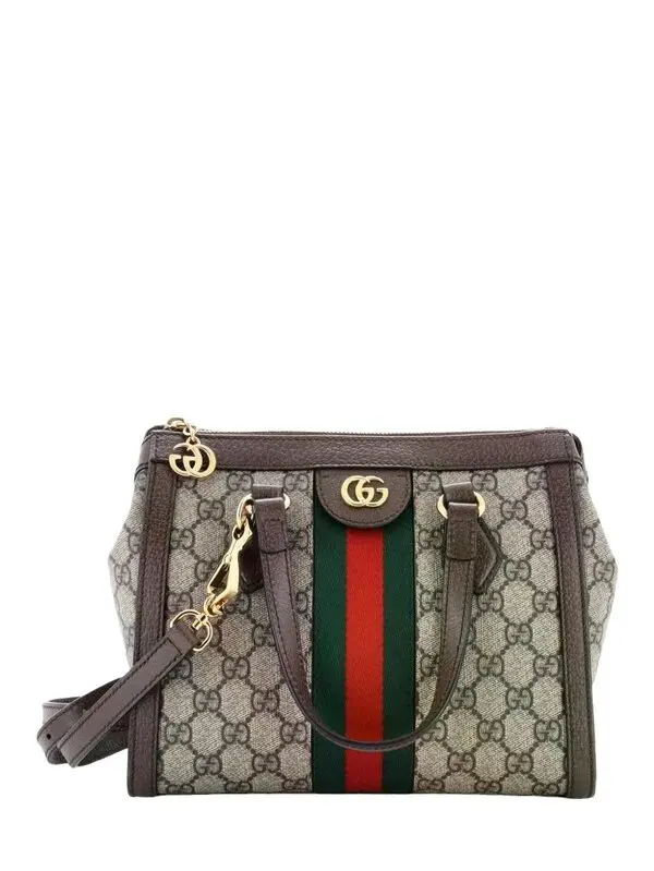 Gucci Ophidia Top Handle Gg Coated Canvas Small Tote Bag - Brown