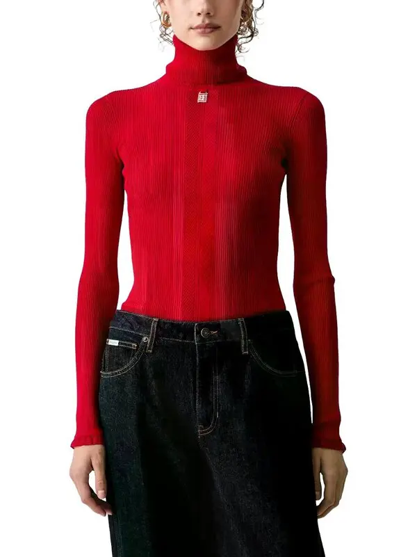Elisabetta Franchi Ribbed-knit Roll-neck Sweater - Red