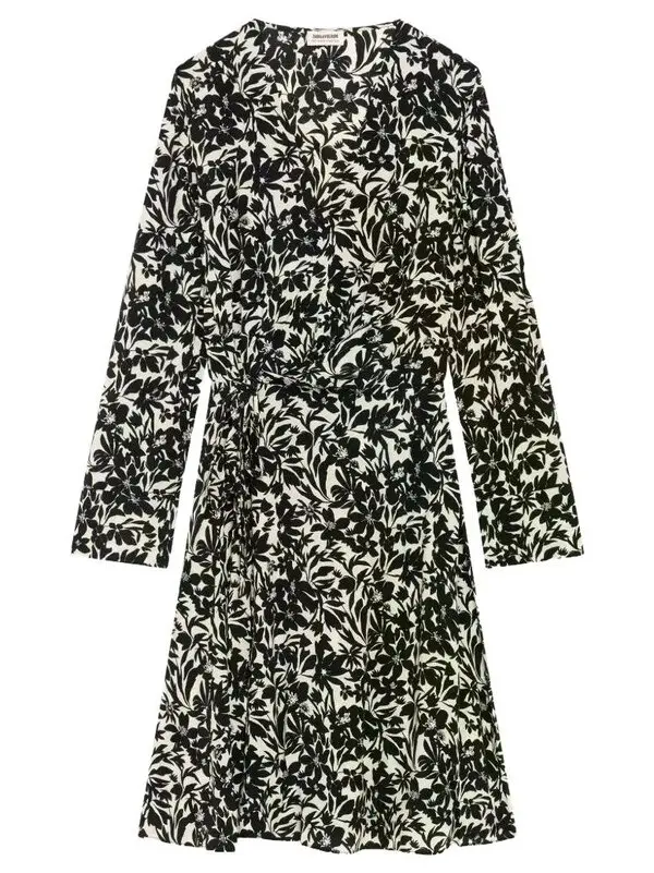 Zadig&Voltaire Remoir Soft Night Flowers Midi Dress - Black