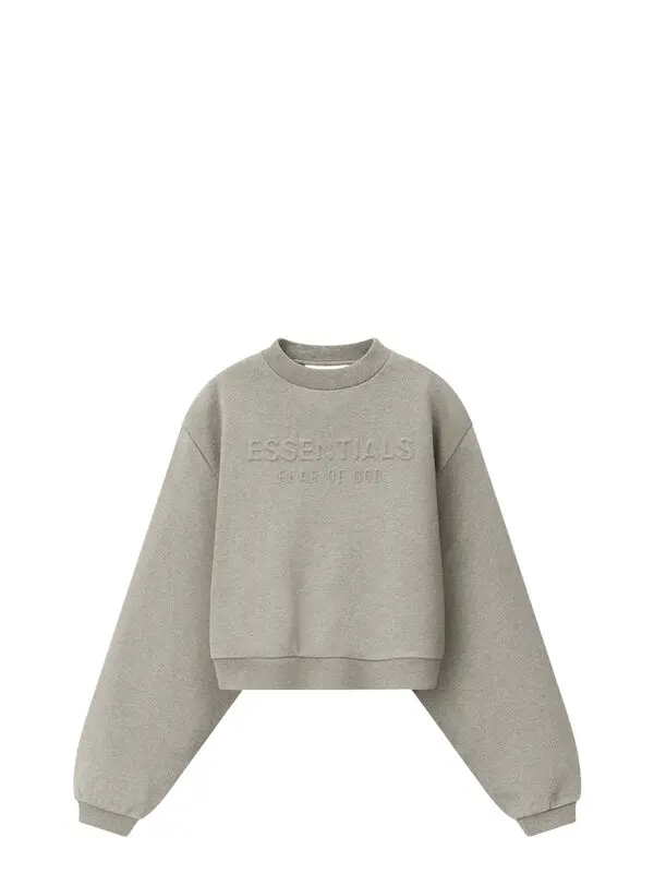 Fear Of God Embossed Modern Cropped Crewneck 'warm Heather - Grey