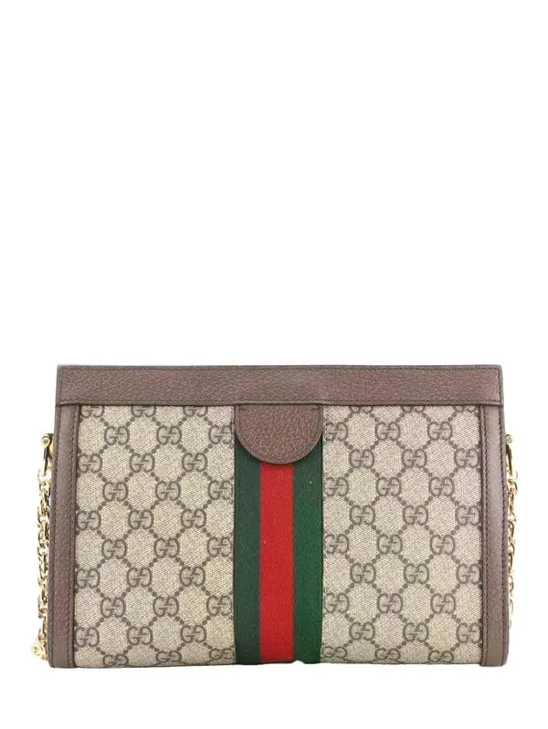 Gucci Ophidia Chain Shoulder Bag Gg Coated Canvas Small Crossbody Bag - Brown
