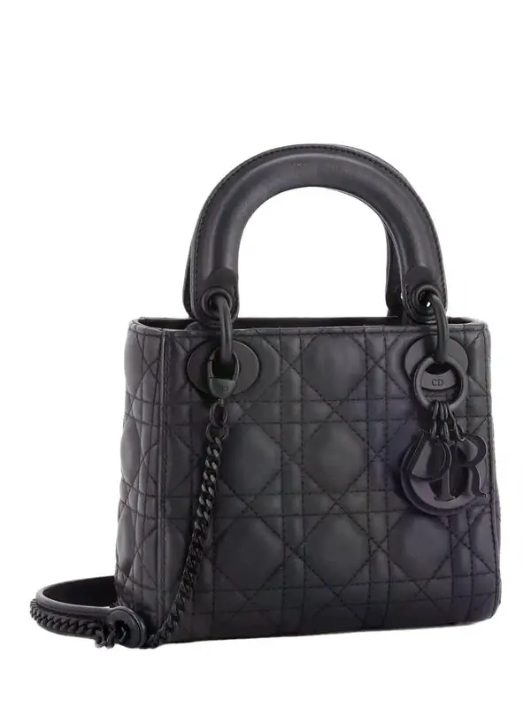 Dior Ultra Matte Lady Chain Bag Cannage Quilt Calfskin Mini Shoulder Bag - Black