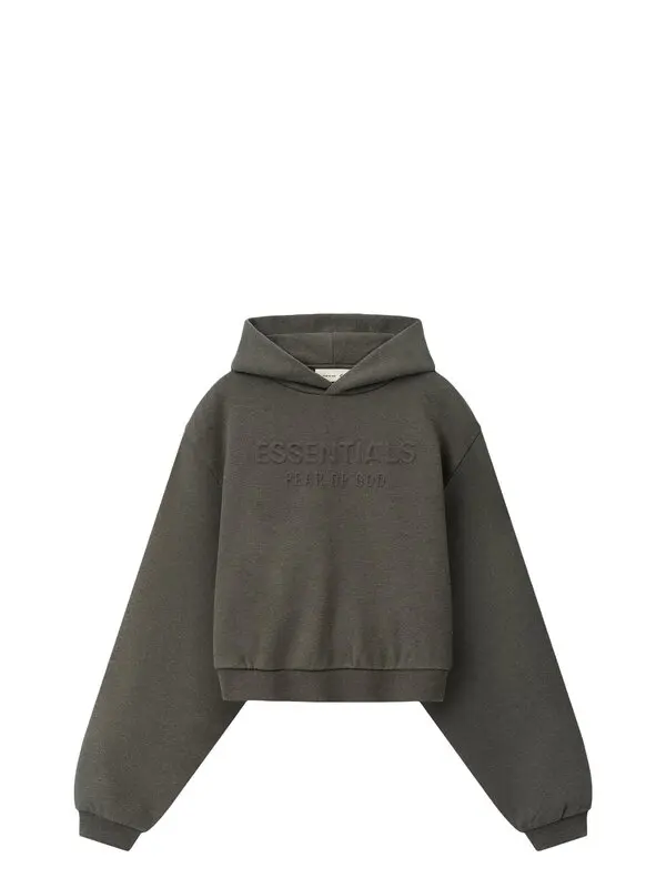 Fear Of God Embossed Cropped Hoodie 'ash Heather - Grey