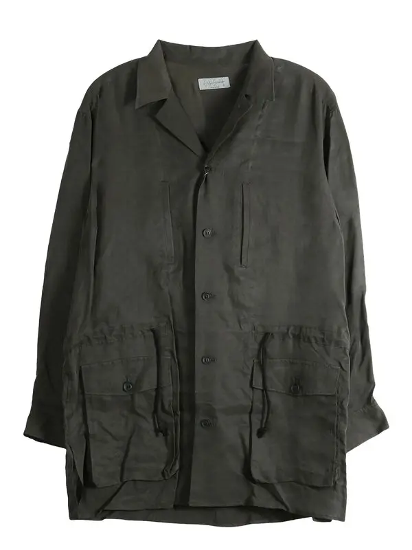 YOHJI YAMAMOTO POUR HOMME Open Collar Waist String Blouse 'khaki - Tan