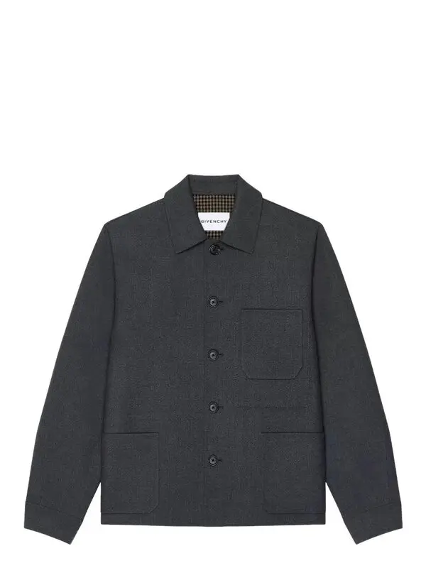 Givenchy Overshirt In Wool With Checked Reverse - Grey