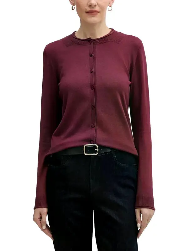 Sisley Ribbed-trim Button-up Cardigan - Red