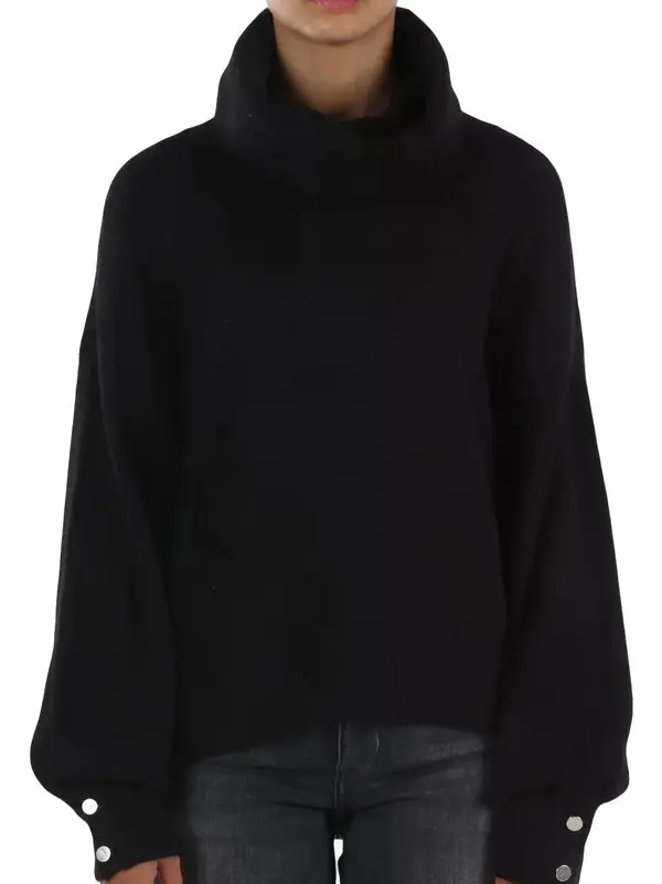 Liu Jo Turtleneck Sweater In Pure Wool - Black