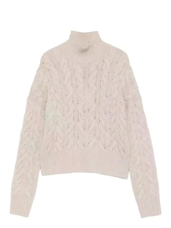 Max Mara Cosmo Cable-knit High-neck Sweater - Neutrals