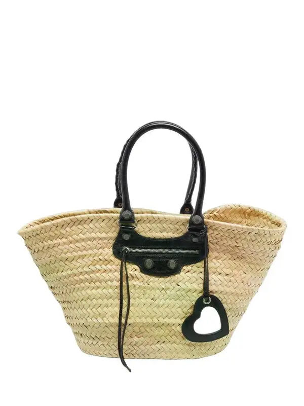 Balenciaga Small Le Cagole Raffia Tote Bag - Neutrals