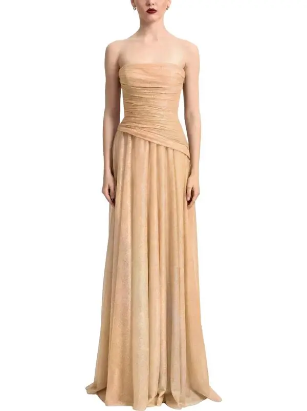 GEMY MAALOUF Strapless Ruched Dress - Neutrals