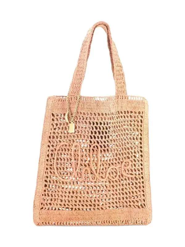 Chloé Summer Banana Woven Raffia Tote Bag - Brown