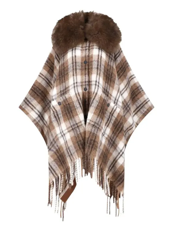 Moncler Plaid Wool Cape - Multi