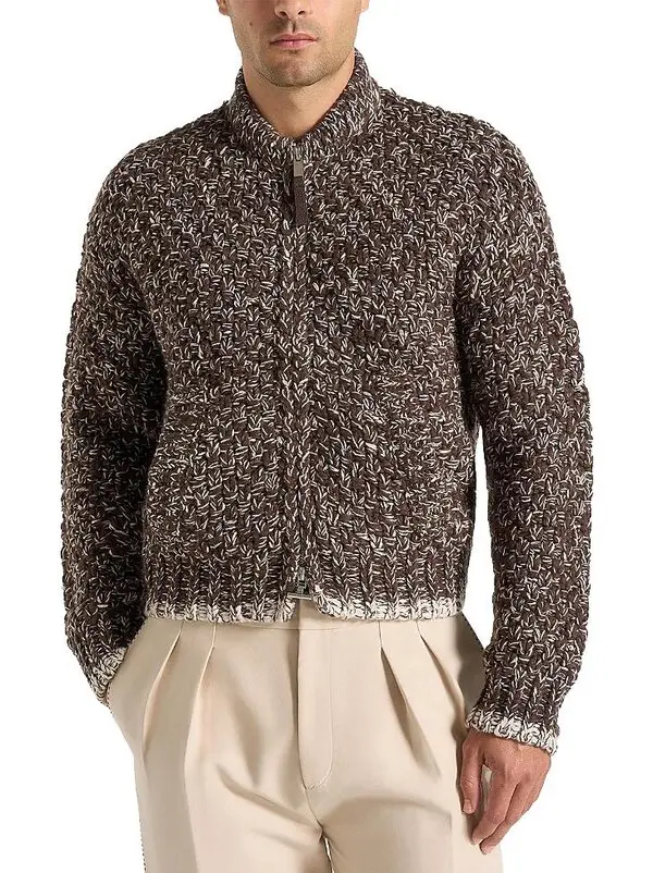 Manière De Voir Darel Speckled Knit Bomber Jacket - Brown