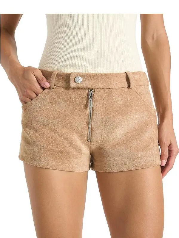Manière De Voir Fara Suede Mini Shorts - Beige